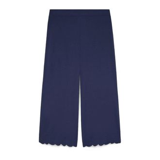 Fiorella Rubino Femme, Pantalons, Bleu, Taille: 44 FR Pantalon court avec ourlet brod&eacute;