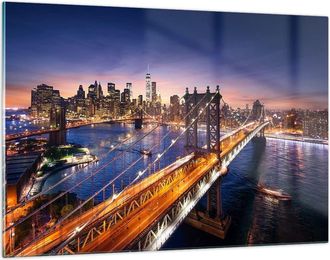 Arttor Wandbilder Dekoration Wohnzimmer Usa amerika new york manhattan Bilder auf Glas 120x80cm Glasbild Schlafzimmer K&uuml;che Deko Wand Kunstdruck Art Gro&szlig; XXL