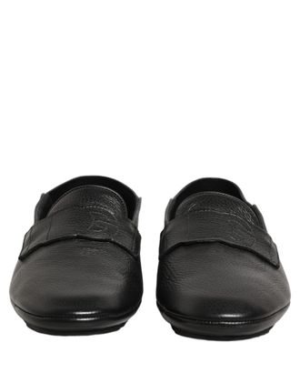 Dolce & Gabbana Mens Black Deerskin Leather Driver Loafers Shoes