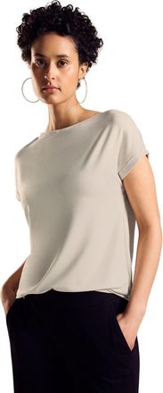 Street One Damen A321669 Dekoratives T-Shirt, Smooth Sand Beige, 42 EU