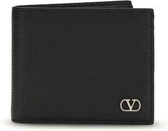 Valentino Garavani Schwarzes Kalbsleder Bos Taurus Portemonnaie