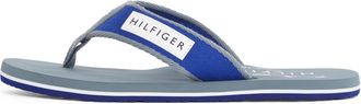 Tommy Hilfiger Herren Flip Flops Patch Beach Sandal mit Logo, Grau (Overcast Grey), 40