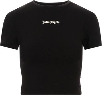 Palm Angels Femme, Tops, Noir, Taille: 42 FR Classic Logo Baby Tee