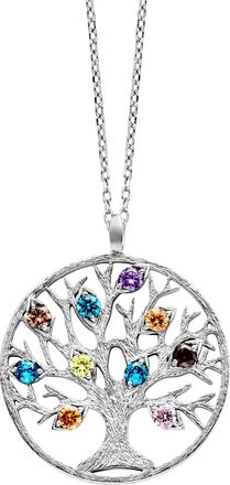 Julie Julsen Anh&auml;nger mit Kette 925 Silber rhodiniert Lebensbaum Zirkonia bunt