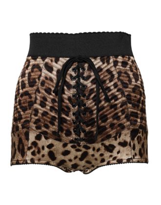 Dolce & Gabbana Womens Brown Leopard High Waist Hot Pants Shorts Polyurethane Nylon