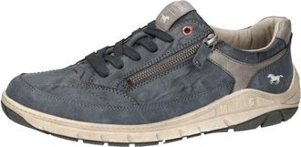 Mustang Jeans Herren Sneaker Schnürung Reißverschluss 4160-307, Größe:44 EU, Farbe:Blau