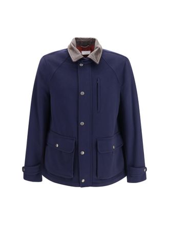 Brunello Cucinelli Virgin Wool Fleece Jacket - Navy