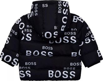 BOSS Anorak Hugo Boss Anorak Jungen Kinder Jacken, Wasserabweisend, Schwarz. Mit Kapuze