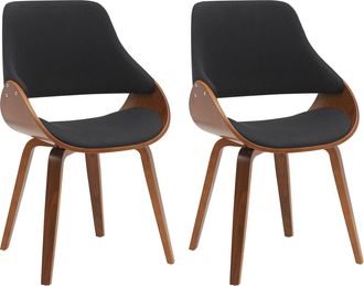 Clp Esszimmerstühle 2er Set Vangale, mit Armlehne und Rückenlehne, gepolstert für hohen Sitzkomfort, Bugholzgestell, Farbe:walnuss/schwarz, Material:Stoff