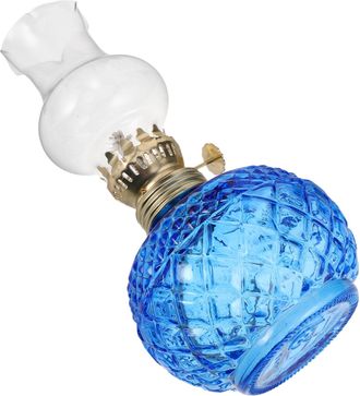 OSALADI Vintage &Ouml;llampe mit Verstellbarem Docht Petroleum Nachttischlampe f&uuml;r Innenbereich und Notbeleuchtung Blaue Retro Sturmlampe mit Warmem Licht f&uuml;r Wohn