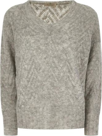 PANICALE Panicale - Maille col V - Femme - Pulls - Gris - Taille: 38 FR