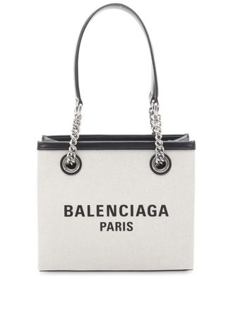 Balenciaga 2010-2025 kleiner Duty Free Tote Bag aus Canvas - Braun