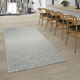 Paco Home Paco Home - In- & Outdoor Flachgewebe Teppich Geometrisch Skandi Rauten Design In Grau 160x230 cm