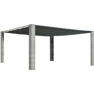 vidaXL vidaXL Tonnelle avec toit coulissant R&eacute;sine tress&eacute;e 400x400x200 cm
