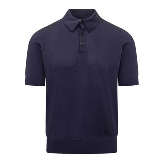 Dolce & Gabbana Homme, Tops, Bleu, Taille: XL Polo en Maille &agrave; Manches Courtes