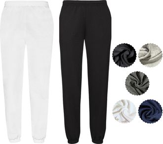 Fruit Of The Loom Herren 2er Jogginghose Set Classic Elastic Leg Jog Pants M L XL XXL 3XL Verschiedene Farbsets & HLKauf-Block (1x Weiss, 1x Schwarz & 1x HLKauf-Block, 