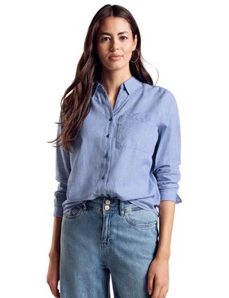 Street One Damen A344986 Chambray-Bluse, Marina Blue, 34