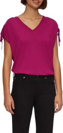 s.Oliver V-Neck Shirt mit Raffung an den Schultern