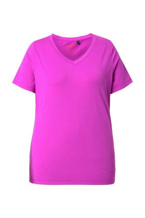 Ulla Popken T-Shirt Funktions-Shirt Slim V-Ausschnitt Halbarm recycelt