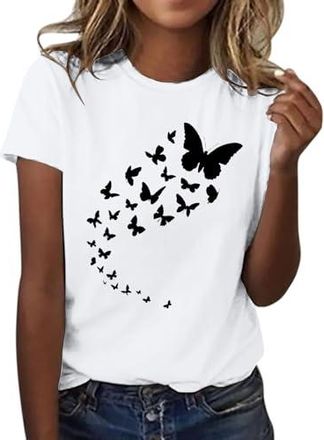 Generic Tee Shirt Femme Grande Taille D&eacute;t&eacute; Manches Courtes Basique Hauts Shirts Et&eacute; Loisirs Baggy Top De Mode Manche Courte Chemise Chic Et &Eacute;l&eacute;gant Sport Col 