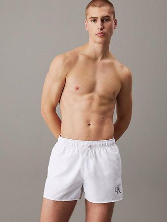 Calvin Klein Kurze Badeshorts Mit Kordelzug - Ck Monogram - Pvh Classic White - Herren - XXL
