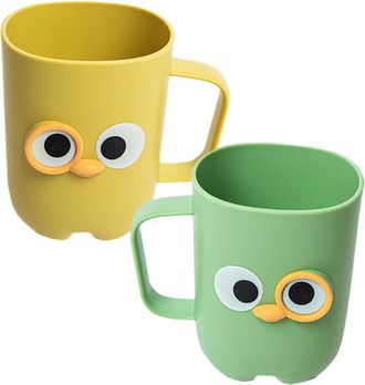 TOPBATHY 2 Stück Niedliche Cartoon Zahnputzbecher aus Robustem Kunststoff Bunte Mundspülbecher für Badezimmer Vielseitige Zahnbürstenhalter Leicht zu Reinigen 