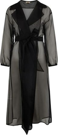 Herno Femme, Manteaux, Noir, Taille: 38 FR Manteau en soie semi-transparent