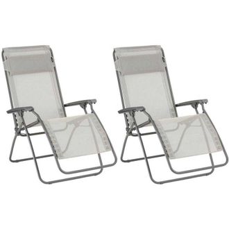 Lafuma Mobilier Set aus 2 Relaxsesseln - RClip - Batyline Iso - Beige Seigle