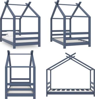 vidaXL Vidaxl - Cadre de lit denfant Gris Bois de pin massif 70x140 cm - Lit Bébé - Lit Enfant - Cadre De Lit - Lit Design - Lit Cabane - Home & Living
