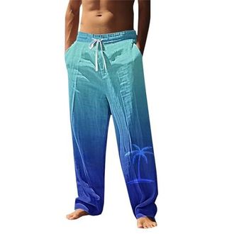 Generic Pantalon ample en lin l&eacute;ger pour homme - Pantalon cargo en lin - Pantalon de d&eacute;tente avec poches - Pantalon sarouel - Pantalon de jogging de sport - P