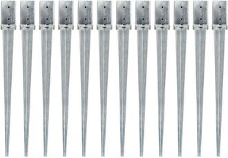 vidaXL Erdspie&szlig;e 12 Stk. Silbern 8&times;8&times;91 cm Verzinkter Stahl Vidaxl