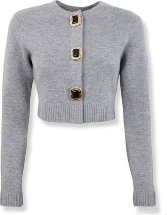 Self Portrait Femme, Pulls, Gris, Taille: 38 FR Wool Cardigan