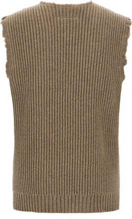 Maison Margiela Ribbed Wool Blend Tank Top - Beige