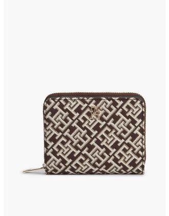 Tommy Hilfiger Portefeuille en jacquard &agrave; monogramme TH et logo embl&eacute;matique - Marron multicolore-Neutral