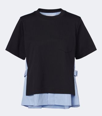 sacai Top aus Baumwoll-Jersey und Popeline
