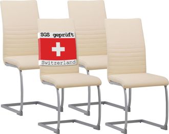 Albatros-Moebel Albatros Freischwinger MURANO 4-er SET Beige, SGS gepr&uuml;ft, elegante Esszimmerst&uuml;hle / Schwingst&uuml;hle, bequem gepolstert
