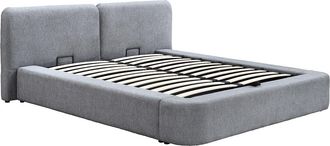 Vente-Unique Bett mit Stauraum 140 &times; 190 cm - Stoff - Grau - JUDALO by Maison C&eacute;phy