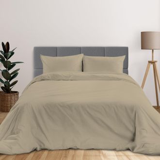 Pizuna Bettbezug 140x200 cm Baumwolle Einfach Taupe, Atmungsaktiv 100% langstaplige Baumwolle in Perkalbindung Bettbezug Set mit verdecktem Knopfverschluss u