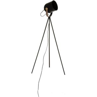 Les Tendances Les Tendances - Lampadaire tr&eacute;pied noir E27 136cm - Design r&eacute;tro moderne - C&acirc;ble 250cm pour placement flexible - Fer et PVC