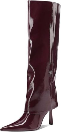 Queen Helena K3970 Hohe Stiefel mit breitem Schaft mit Stiletto-Absatz Casual Damen, Bordeaux, 35 EU