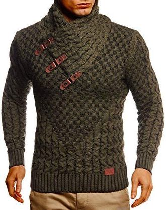 LEIF NELSON Pull en tricot pour homme, avec col châle, pour hiver, coupe droite, convient aux looks décontractés et professionnels, disponible en plusieurs taille
