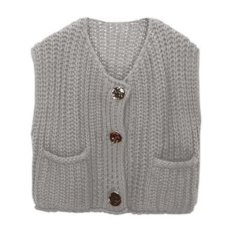 Generic Gilet Sans Manche Femme Gilet Femme D&eacute;contract&eacute; Quotidien Ville Uni Boutons Devant - Poches Pratiques Et Coupe Courte Tendance