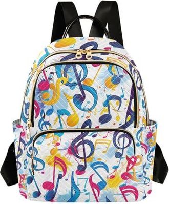 Mnsruu Mini sac à dos pour femme avec notes de musique colorées, petit sac à dos tendance pour femme, sac à dos décontracté, Multi368, S