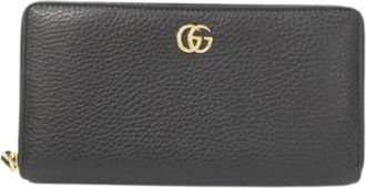 Gucci Portefeuille Long Petit Marmont en Cuir Pre-owned - Femme - Pre-owned - Noir - Taille: ONE Size