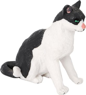 Cabilock Realistische Kunststoff Katzenfigur Dekoration mit Feiner Verarbeitung Robustes Tiermodell f&uuml;r Wohnaccessoire Detailgetreues Schwarzes wei&szlig;es Katzenmo
