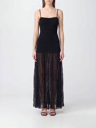 Hunza G Robe midi en jersey seersucker avec encolure carr&eacute;e et fines bretelles