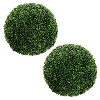 ML Design ML-Design 2er Set K&uuml;nstliche Buchsbaumkugel gro&szlig; &Oslash;45 cm, Kunstpflanze UV-best&auml;ndig, Gr&uuml;ne Plastik K&uuml;nstliche Pflanzen, Deko Fake Plant wie echt f&uuml;r Wo