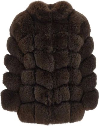 Frame Denim Veste matelass&eacute;e en fourrure de renard - Femme - Vestes - Brun - Taille: 48 FR