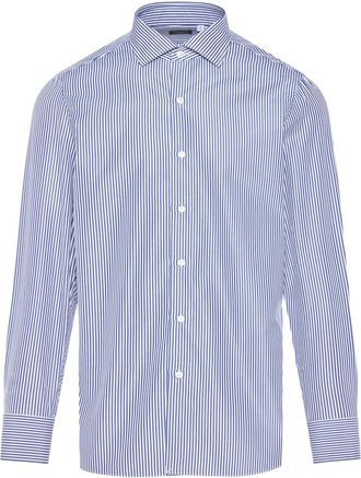 Finamore Homme, Chemises, Bleu, Taille: 4XL Striped Dress Shirt