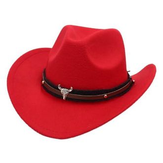 Generic Chapeau Cowboy Homme - Chapeau de Cowboy Occidental &Eacute;l&eacute;gant avec Style Jazz et D&eacute;coration Ethnique T&ecirc;te de Vache pour Hommes et Femmes